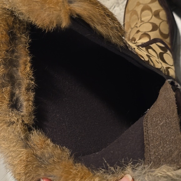 Coach | Shoes | Authentic Coach Signature Fur Trim Lorena Boots | Poshmark
